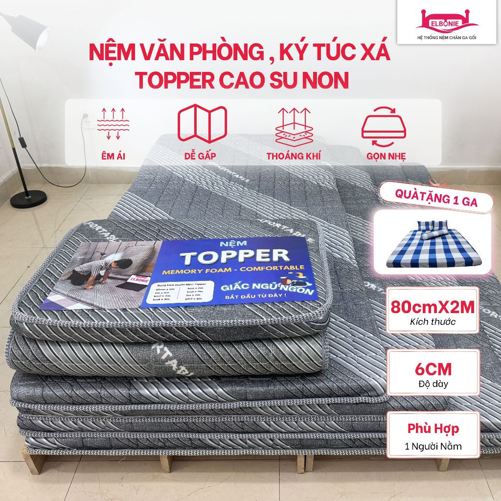 [80 x 2m] Nệm Topper Cao Su Non Cao Cấp Độ Dày 6cm, êm ái thoán khí ...