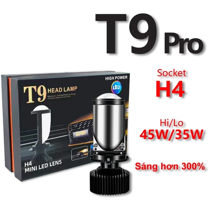 Đèn led bi cầu mini T9 2024 Đèn Pha Led Bi Cầu T9 Pro LED H4 Bản Cho Xe Máy Bóng đèn led ô tô ...