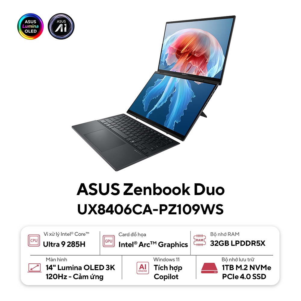 Laptop Asus ZenBook Duo OLED UX8406CA-PZ109WS (Core Ultra 9 | 32GB ...