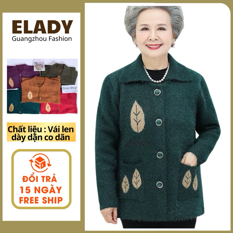 Áo khoác trung niên nữ AD1010, áo khoác len cổ bẻ cài cúc cho mẹ cho bà chất len mềm mịn hàng ...
