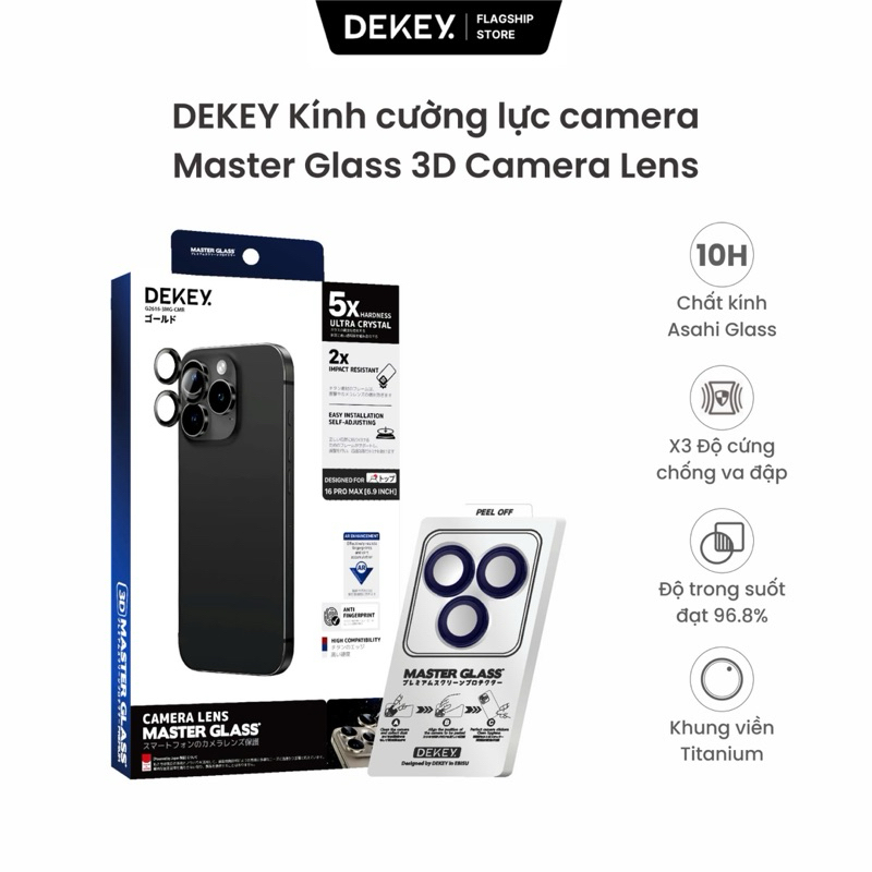 Kính Cường Lực DEKEY Bảo Vệ Camera Lens Titanium Có Khung Trợ Dán x3 Độ ...