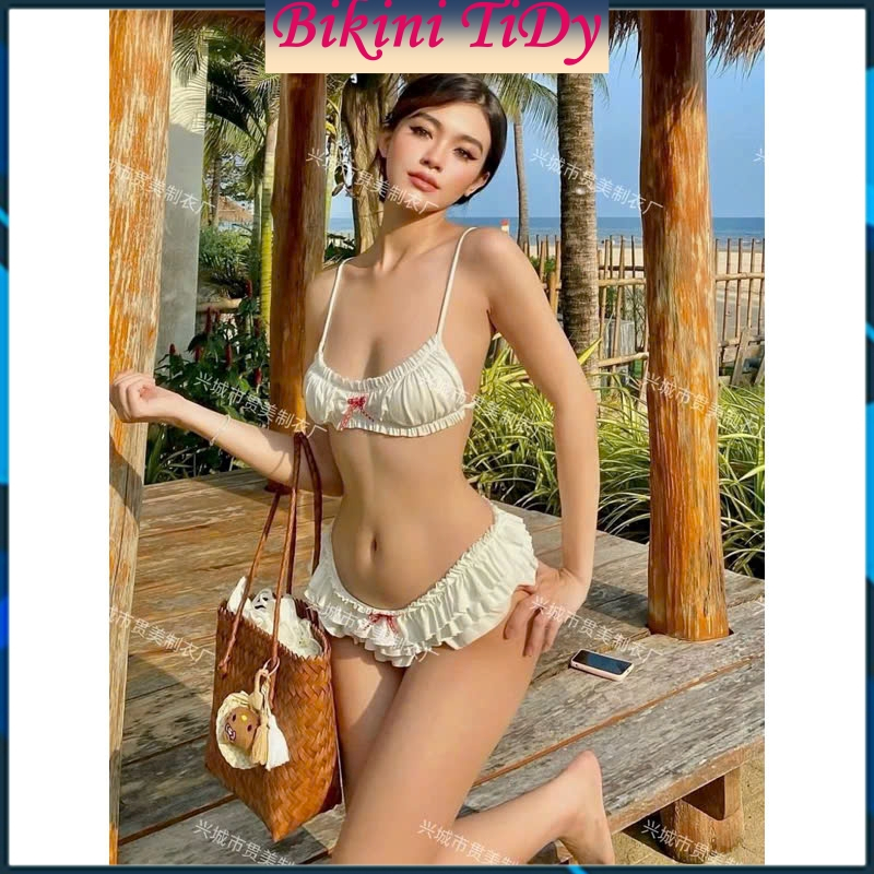 Bikini 2 Mảnh Quần Bèo Tầng Vintage Siêu Hot - TS153 | Shopee Việt Nam