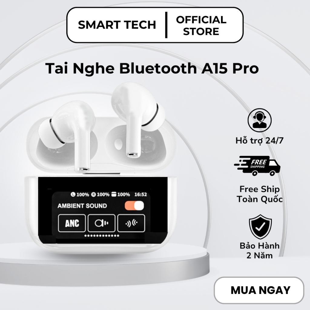 Tai Nghe Bluetooth A15 Pro ANC/ENC- Tai Nghe Màn Hình LCD Cảm Ứng- Có ...