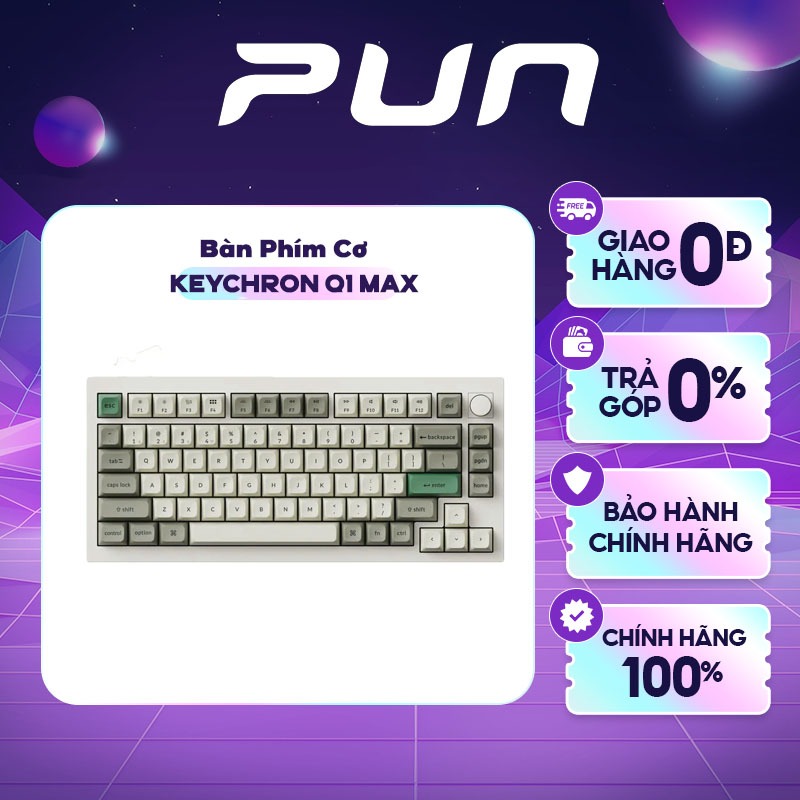 Bàn phím cơ không dây Keychron Q1 Max Shell White RGB Knob Hotswap ...