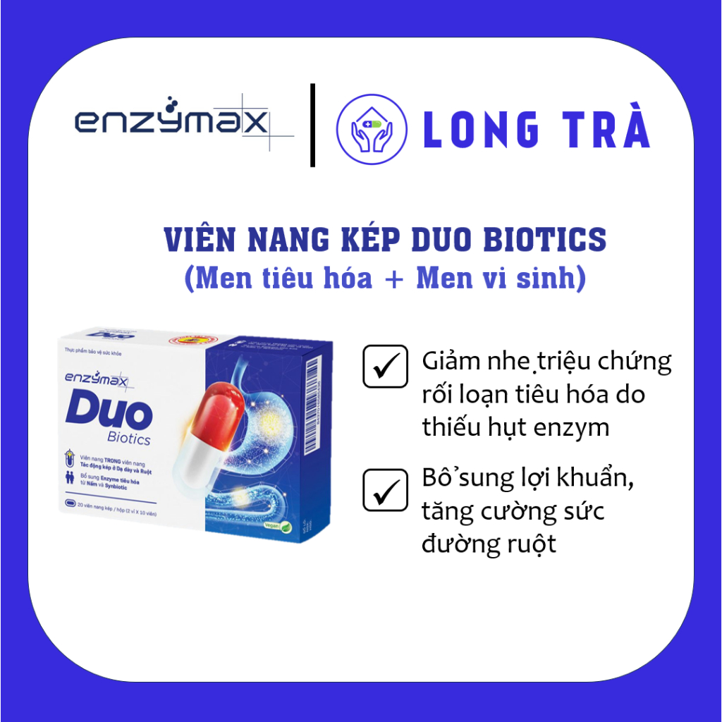 Enzymax Duo Biotics Bổ sung lợi khuẩn và enzyme tiêu hoá cho cơ thể (2 ...