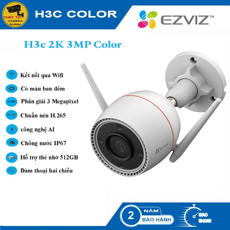 Camera WiFi EZVIZ ngoài trời H3C Color 2MP - Hàng chính hãng, Bảo hành ...