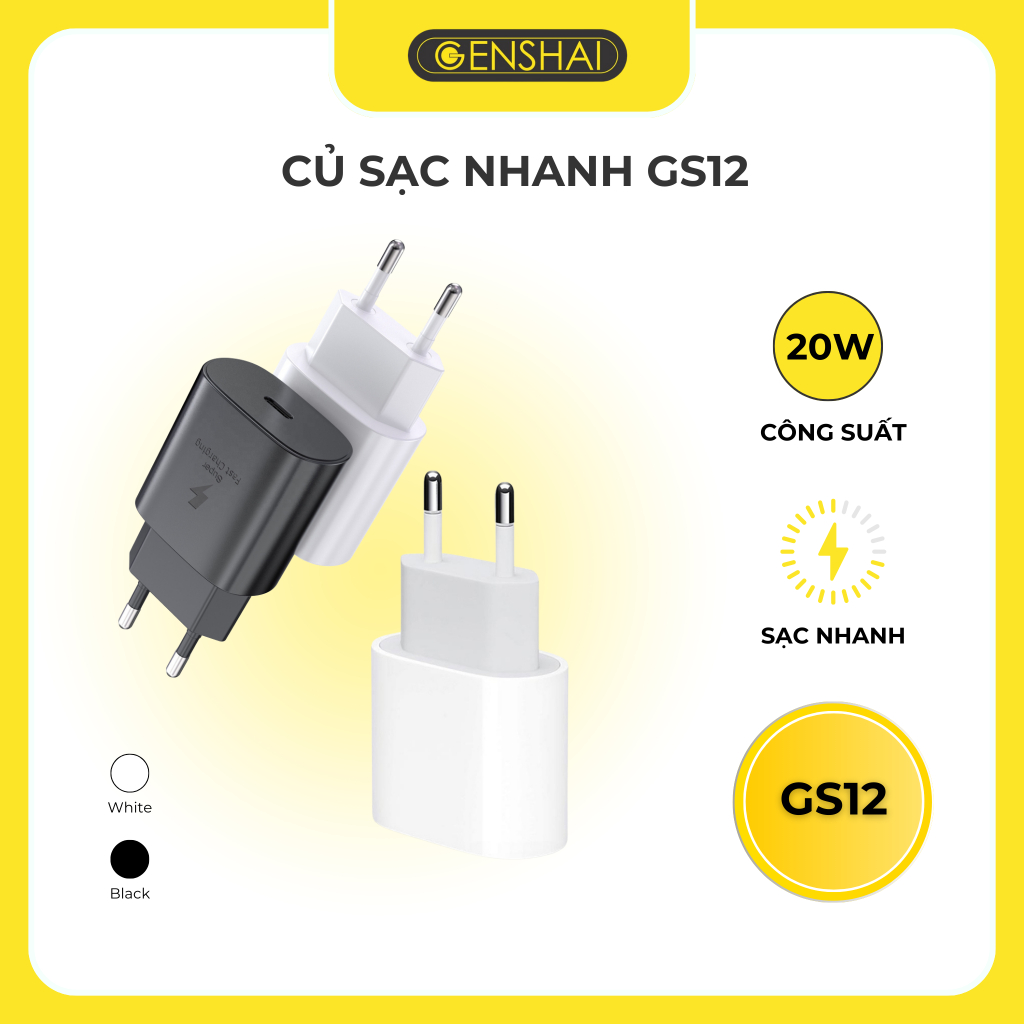Củ sạc nhanh GENSHAI GS12 20W cổng Type C chính hãng |Bảo hành 12 tháng ...