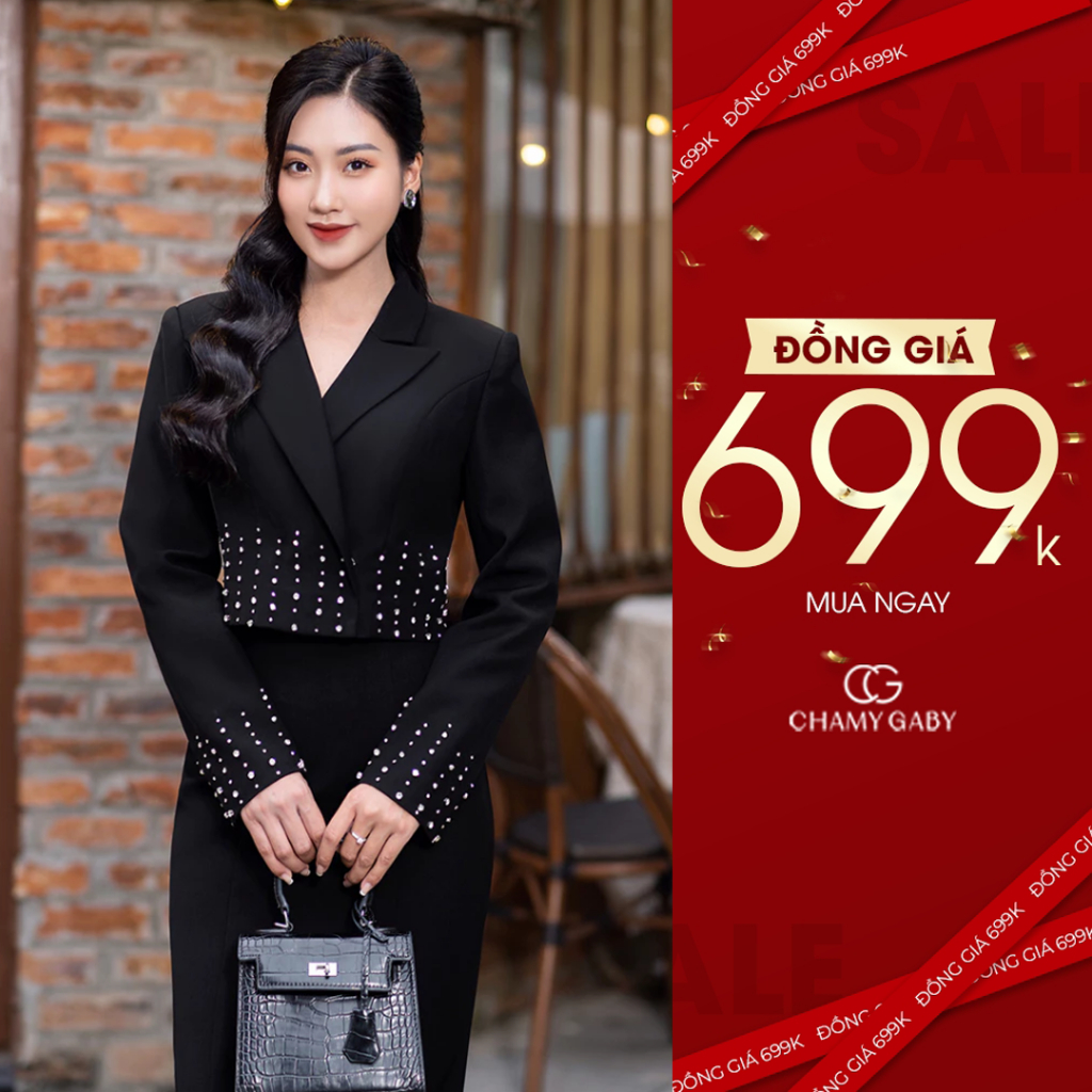 Áo Vest Chamy Gaby Đính Đá Thủ Công Dáng Ngắn Sang Trọng 408679VETU | Shopee Việt Nam