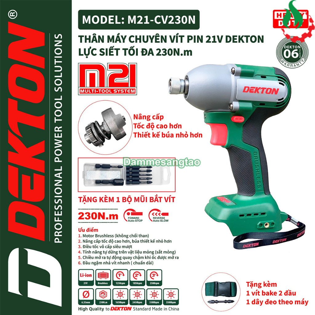 Máy bắn vít pin 21V Dekton M21-CV230N 230Nm | Shopee Việt Nam