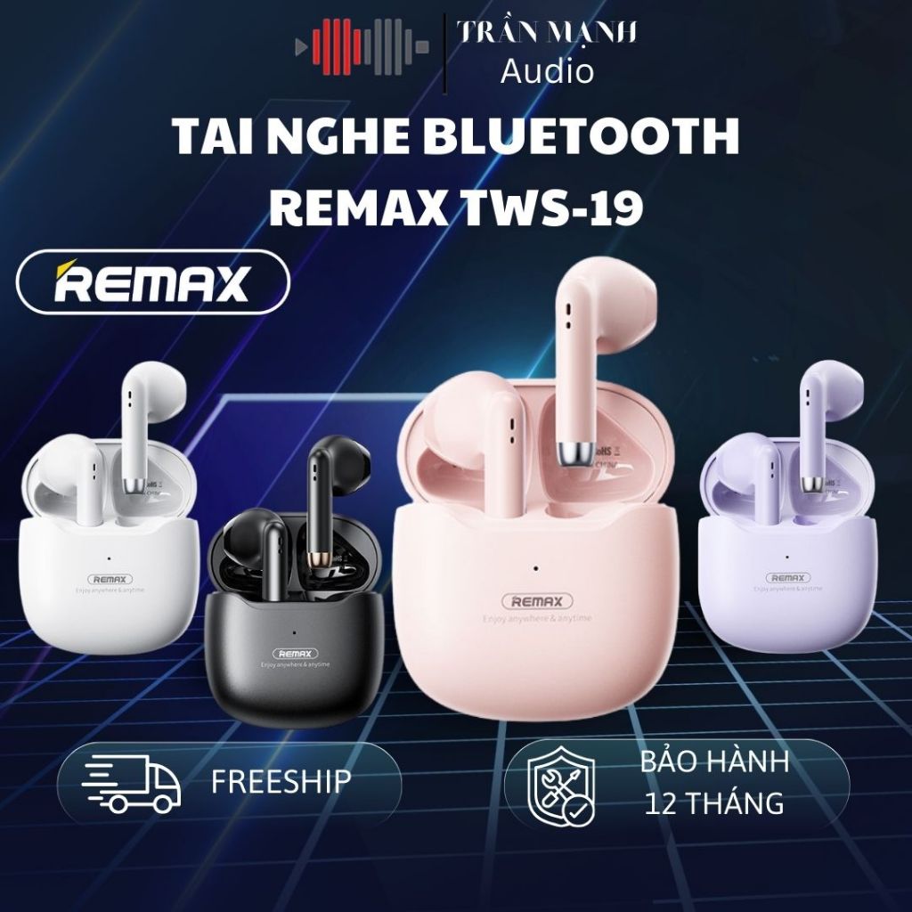 Tai nghe bluetooth TWS-19 Remax, thiết kế nhỏ gọn, bắt mắt, chống ồn ...