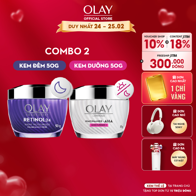 Combo 2: Kem Dưỡng OLAY RETINOL24 Mờ Nếp Nhăn 50G & Kem Dưỡng OLAY ...