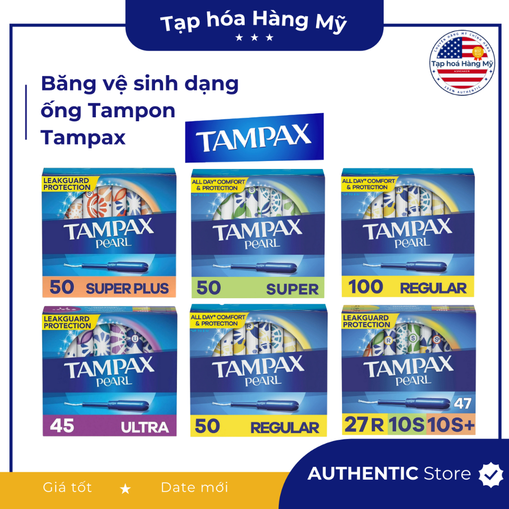 [HÀNG MỸ] Băng vệ sinh dạng ống Tampax Pearl Regular/ Super/ Super Plus ...