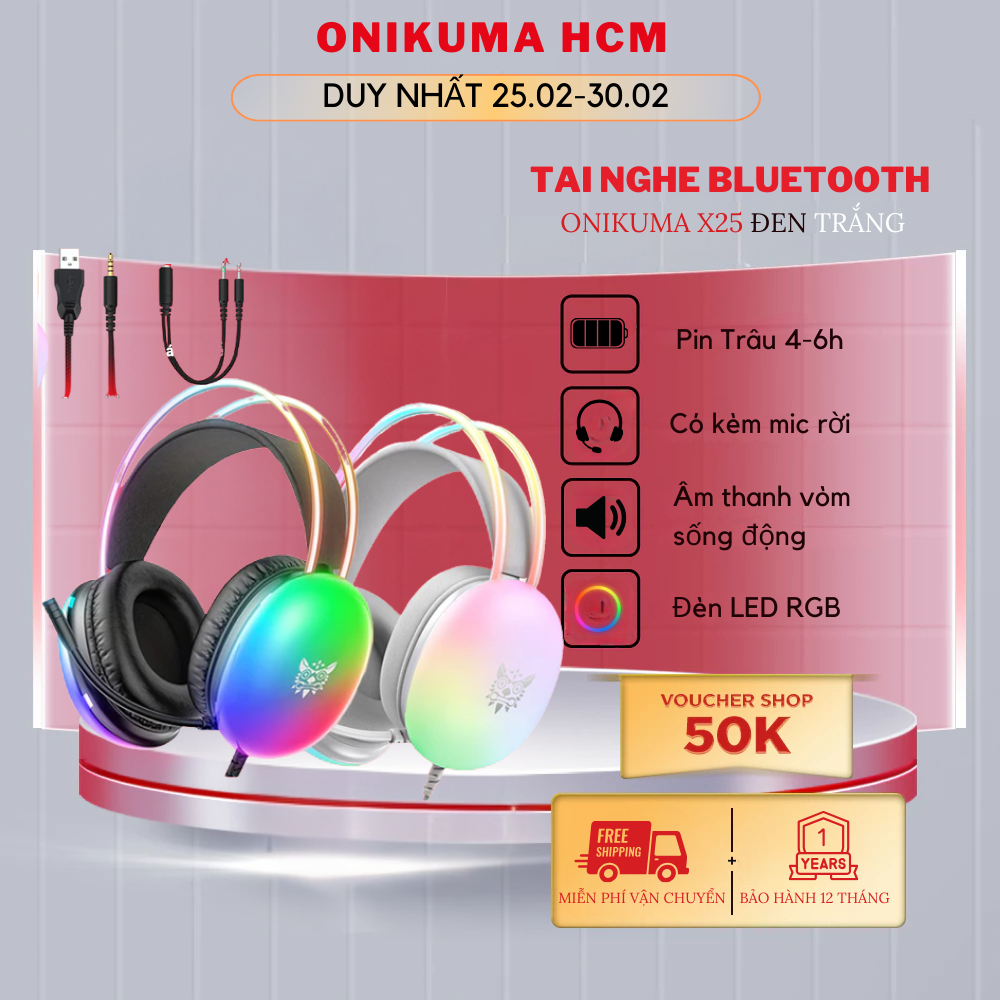 Tai nghe Onikuma X25 có micro và đèn rgb thích hợp thích hợp Tai nghe có dây cho máy tính / điện ...