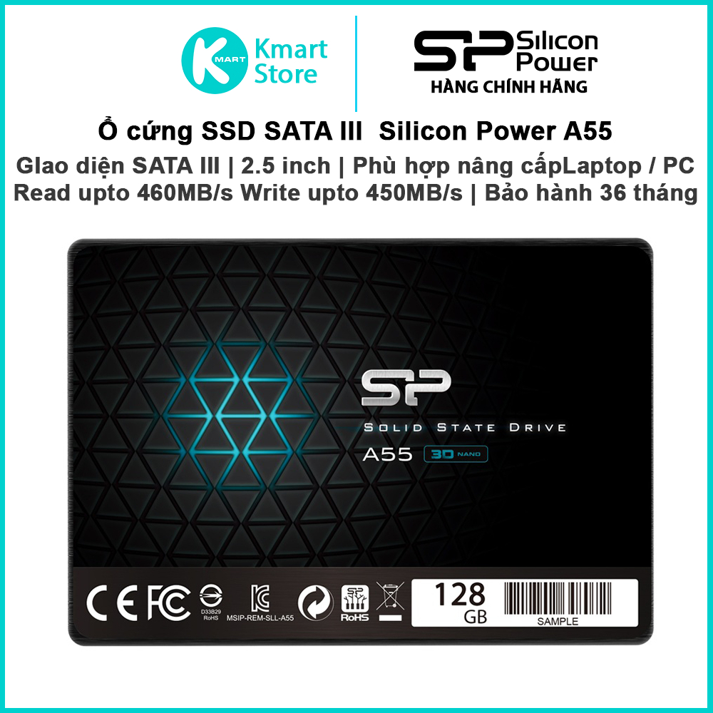 Ổ cứng SSD SATA III Silicon Power A55 | Dung lượng 128G / 256G / 512G | Read 460Mb/s / Write ...