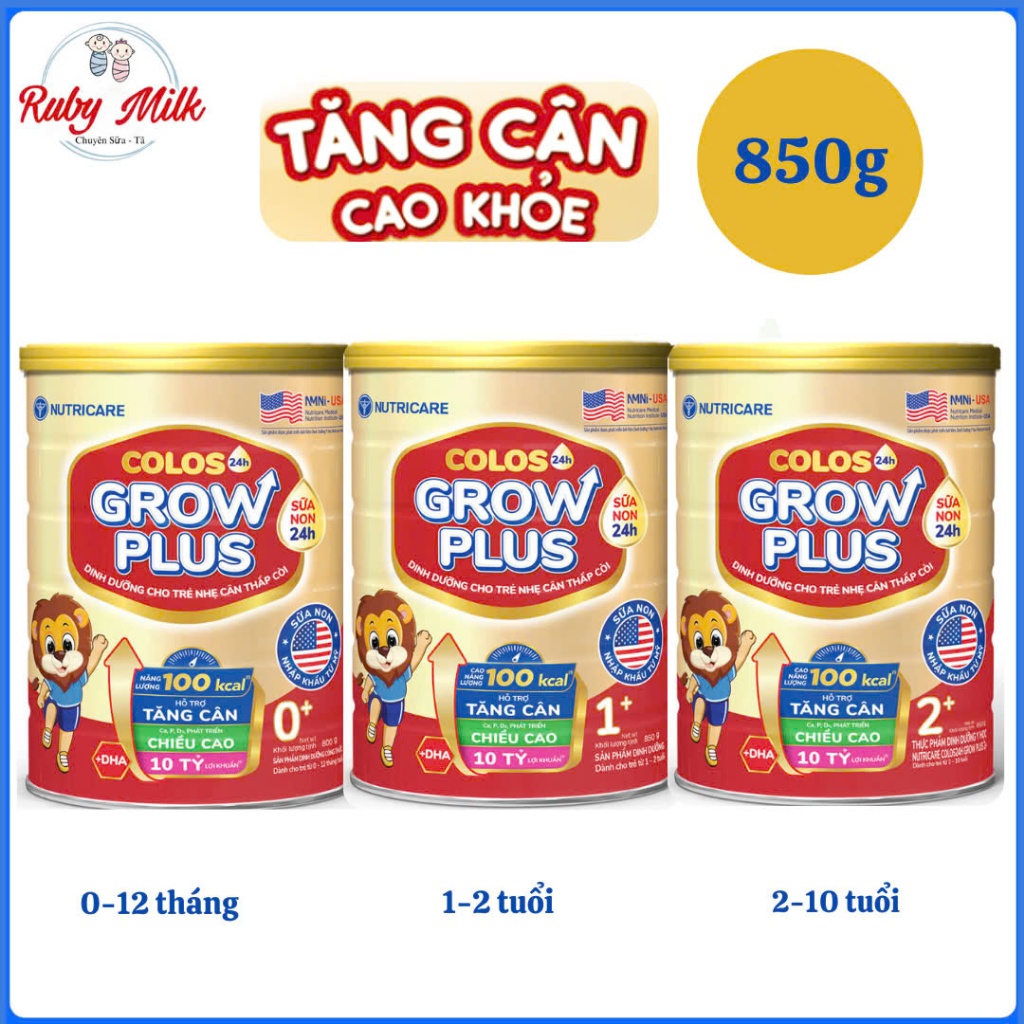 [Date 2/2027] Sữa bột Nutricare Colos Grow Plus Lon 850g | Shopee Việt Nam