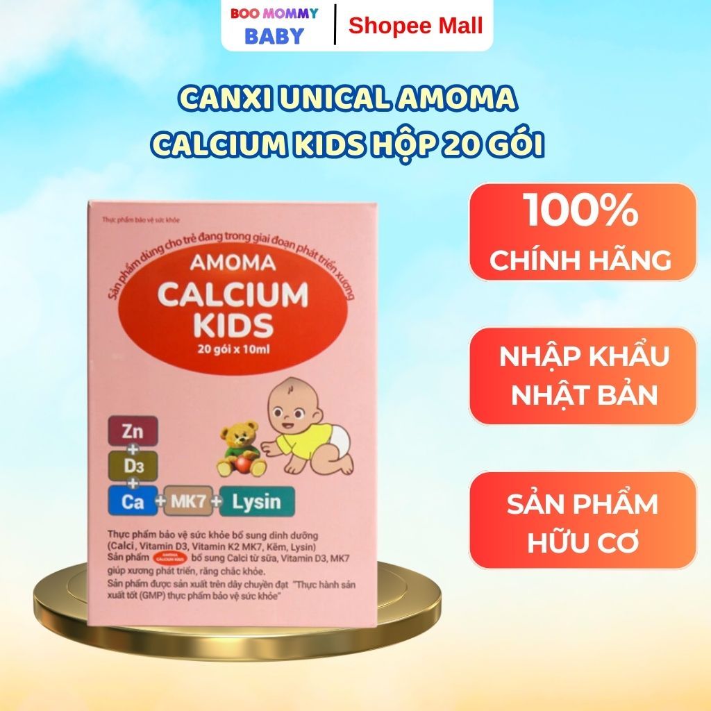 Canxi Unical Amoma Calcium Kids hộp 20 gói bổ sung Canxi, Vitamin D3 ...