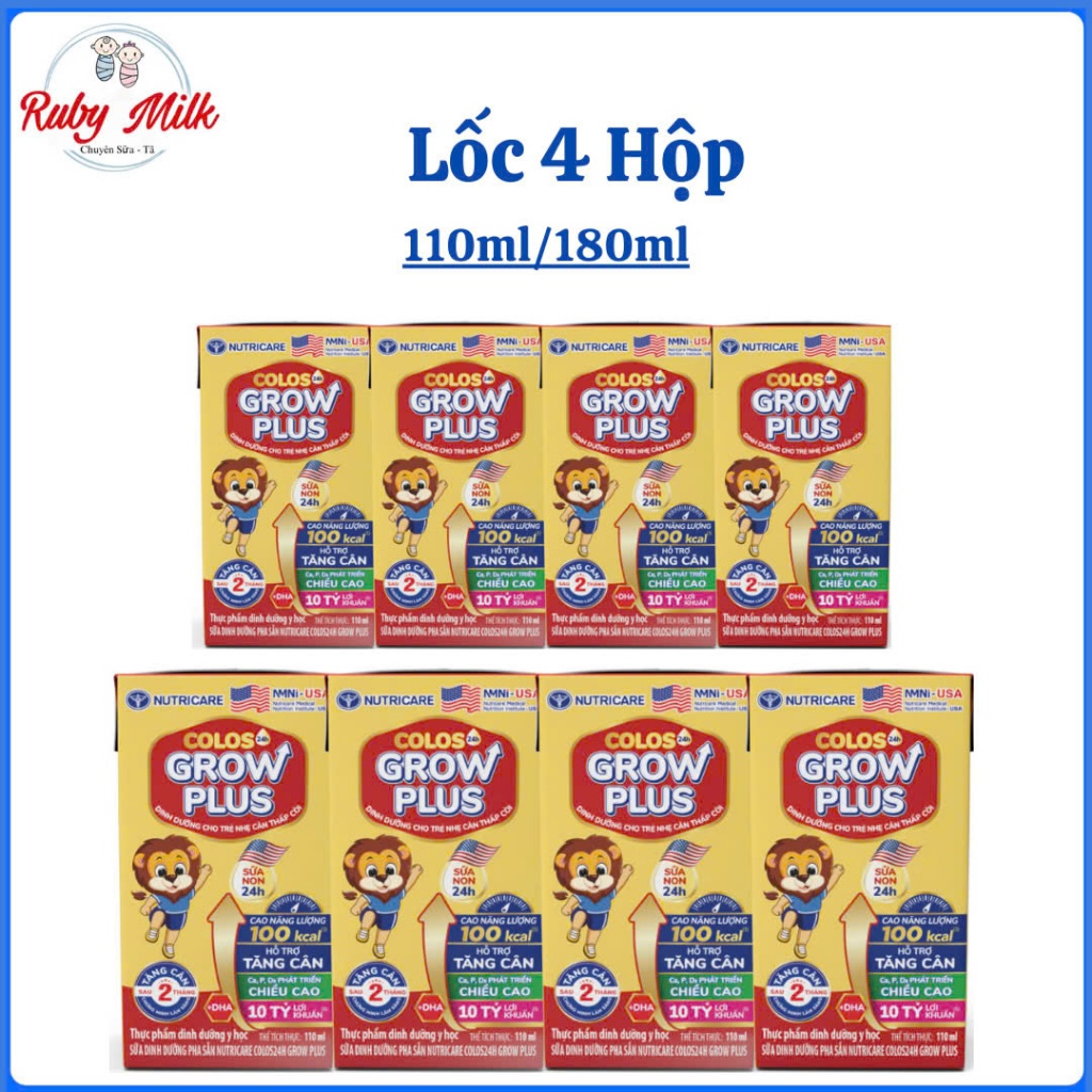Lốc 4 Hộp Sữa Pha Sẵn Nutricare Colos 24h Grow Plus phát triển toàn ...