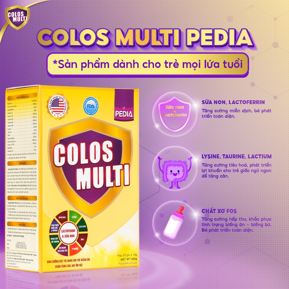 Sữa non Colos Multi Pedia - Giúp trẻ ăn ngon, tiêu hóa tốt (Hộp 22 gói x 16g) | Shopee Việt Nam