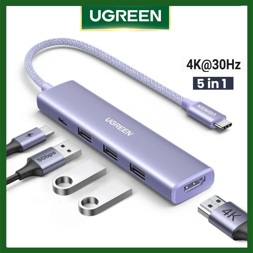 Hub chuyển đổi Type C Ugreen 5 in 1 Ugreen chia Type C 100w - 3USBA ...