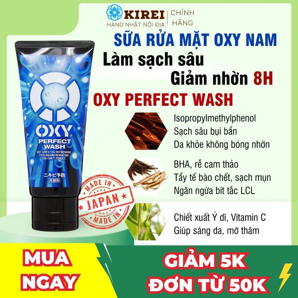 Sữa Rửa Mặt Oxy màu xanh cho nam dung tích 130g- Hàng Sản Xuất Cho Thị Trường Nhật | Shopee Việt Nam