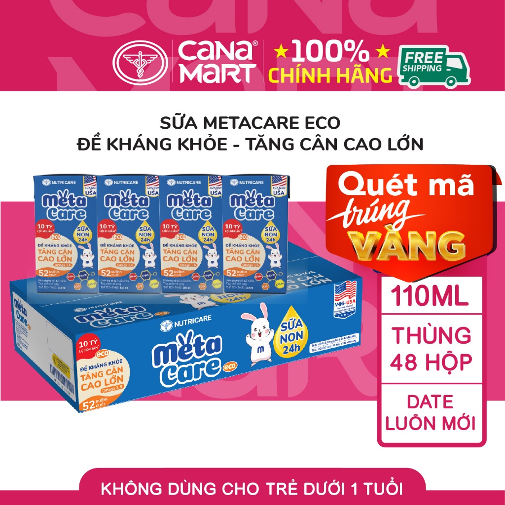 Thùng 48 hộp sữa bột pha sẵn Metacare ECO Nutricare cho bé đề kháng khỏe, tăng cân cao lớn ...