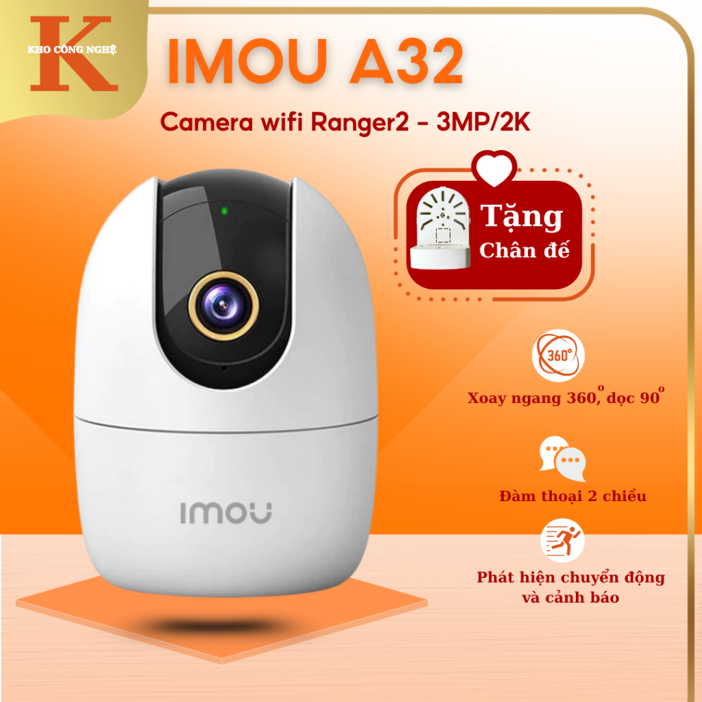 Camera IMOU A32 A52 K2MP TRONG NHÀ , Độ phân giải 3MP, Quay quét 360 ...