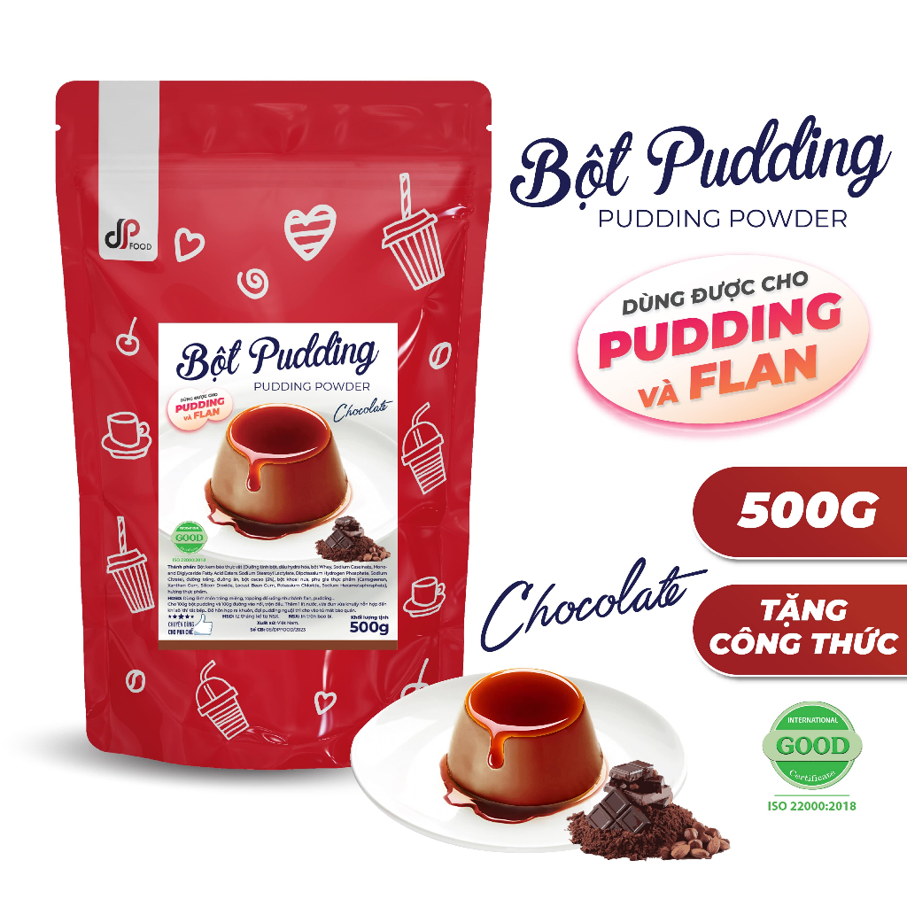 Bột Pudding Chocolate DPFOOD - Gói 500g - Thơm Ngon Mềm Mịn, Làm ...