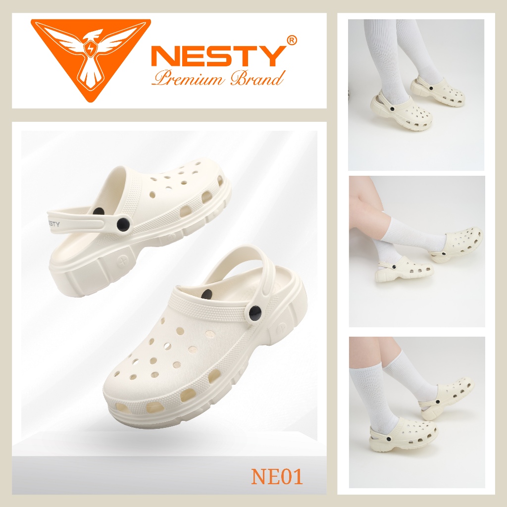 [Tặng 12 charm 3D] DÉP SỤC MÀU ĐƠN SẮC CHÍNH HÃNG NESTY MÃ NE01 | Shopee Việt Nam