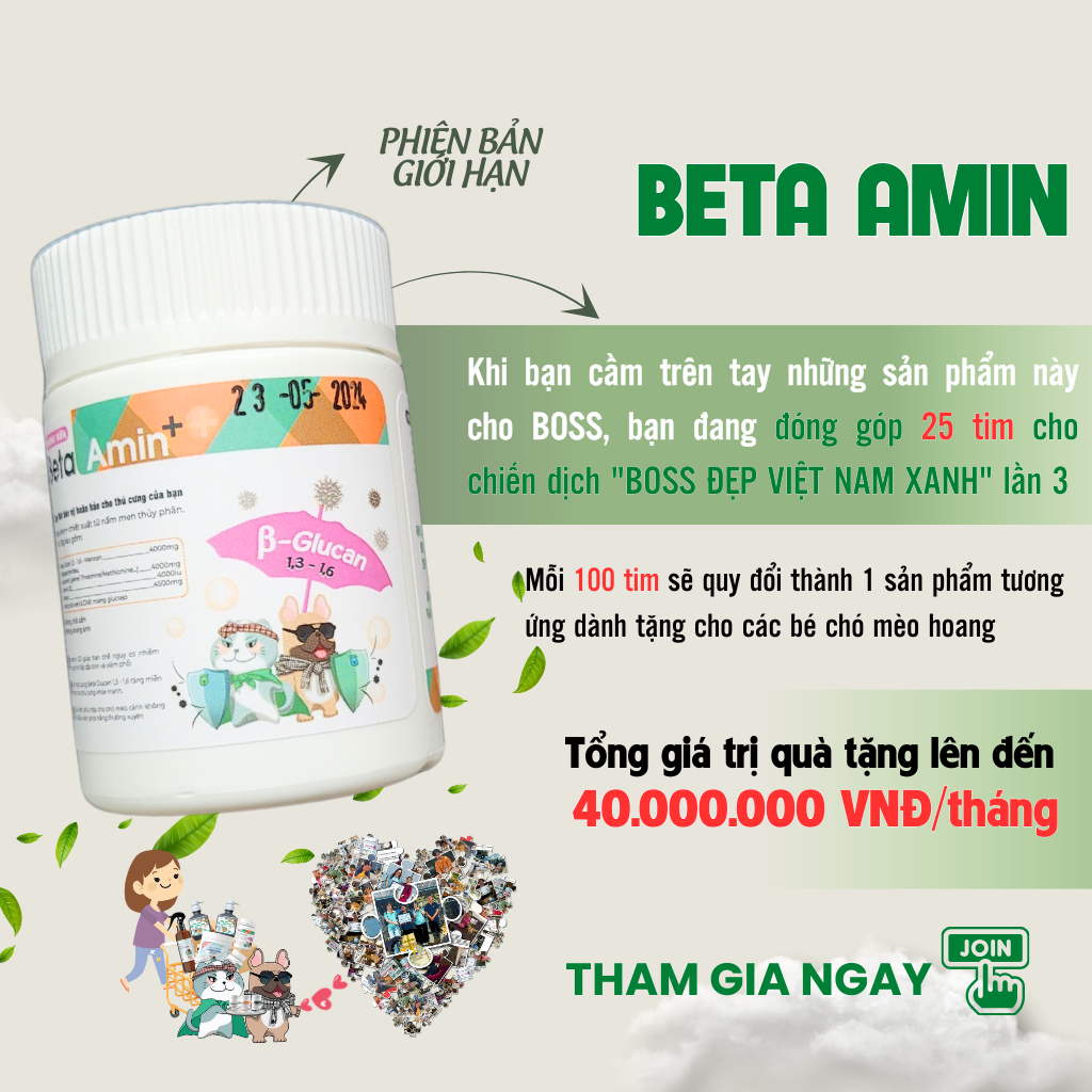 Beta Amin 50gr ăn kèm súp thưởng pate thức ăn chó mèo cải thiện tiêu ...