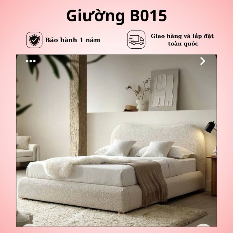 [FREESHIP HÀ NỘI] Giường Ngủ Decor B015 Thương hiệu D&D Việt Nam Bọc Da Nỉ, Nhiều Kích Thước ...