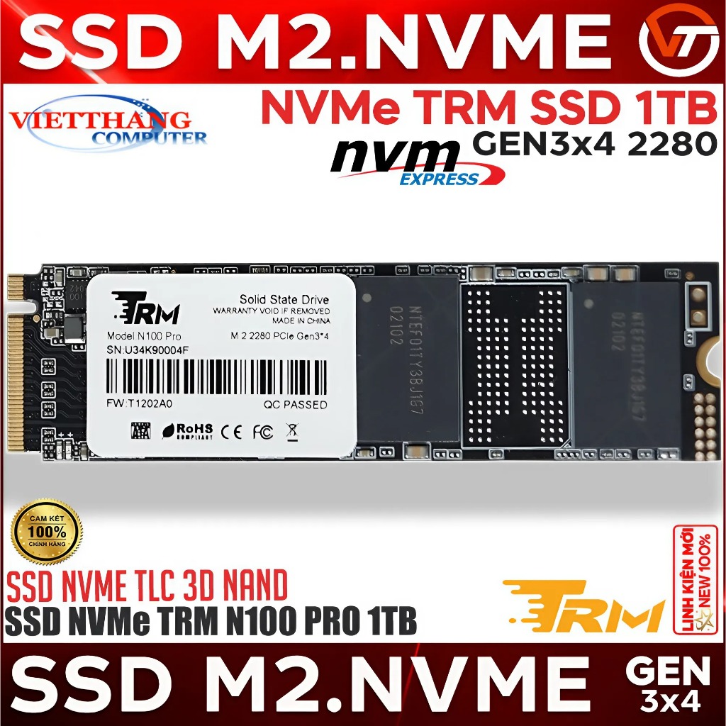Ổ cứng SSD M2 Nvme TRM N100 Pro 1TB Gen3x4 2280 New 100% BH 24T ...