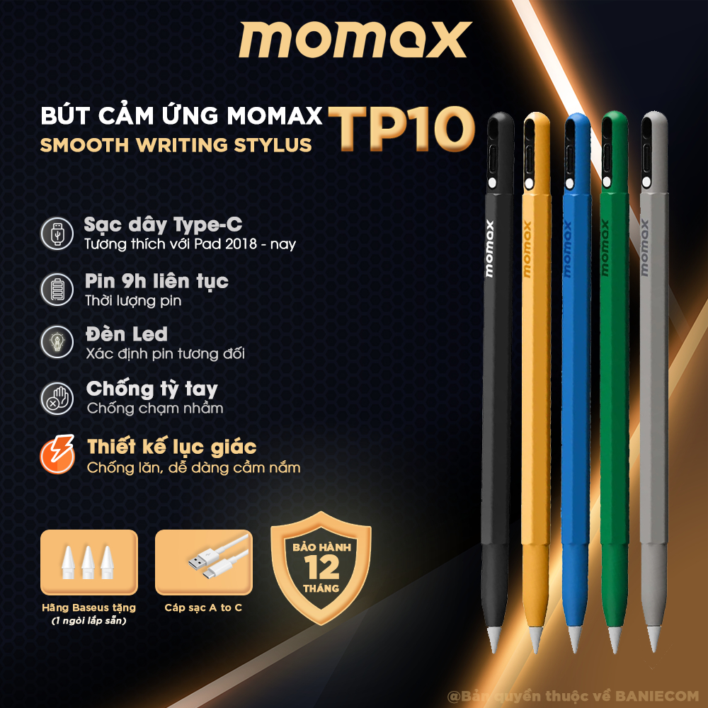 Bút cảm ứng Momax Mag.Link Pop Active Stylus Pen cho Pad 2018 gen 6 7 8 ...