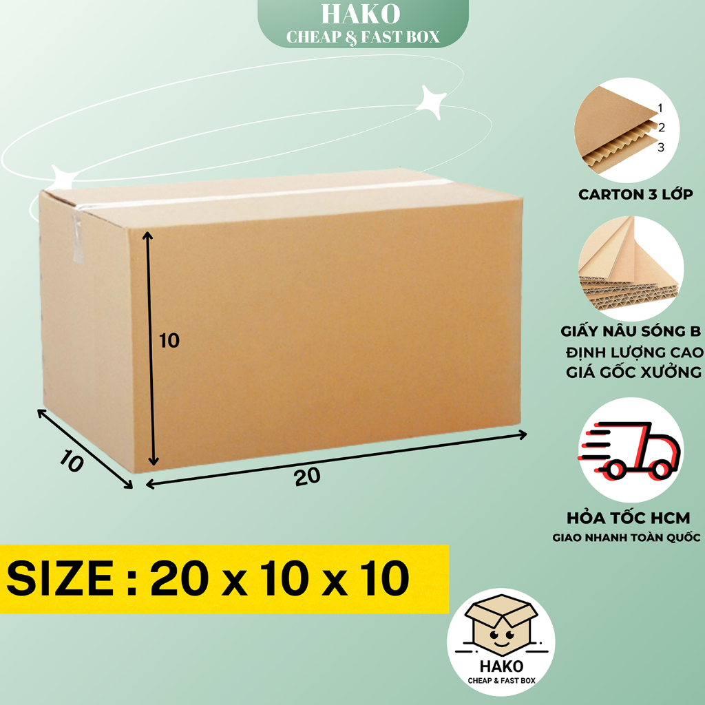 Size 20x10x10 , thùng giấy hộp carton đóng hàng Hako box HK1 | Shopee ...