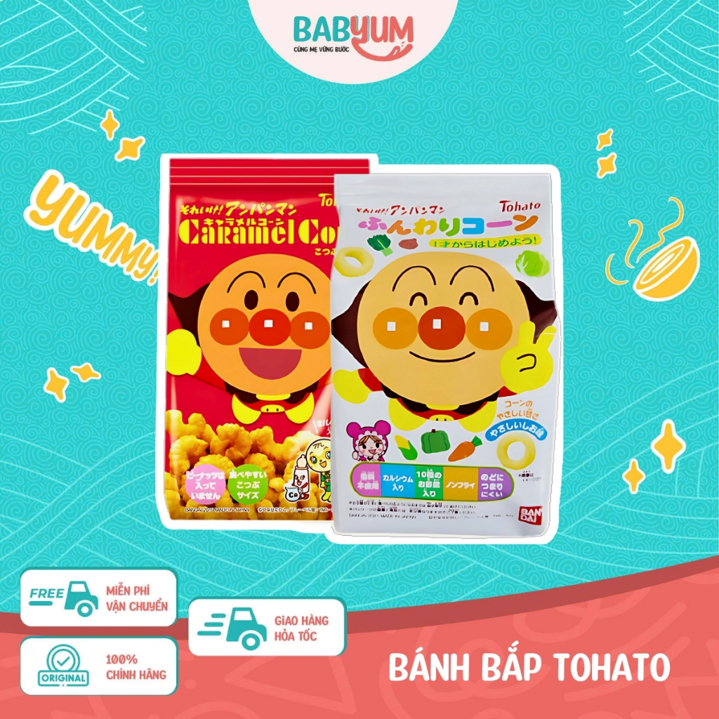 Bánh Bắp Puff Mini Tohato Nhật bản– 2 Vị Bắp & Caramel – Bé 6M+ – Giòn ...