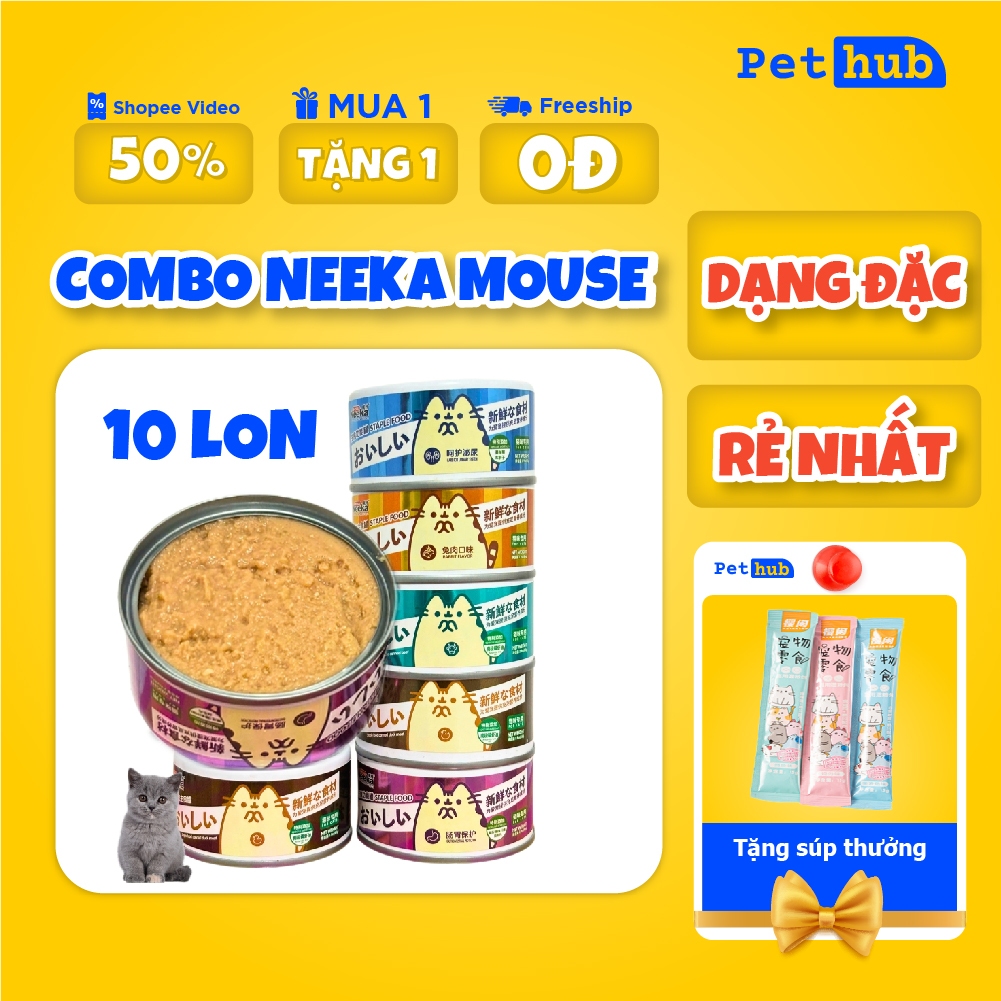 Combo 10 Pate NEEKA MOUSSE Lon 85g Vị Bồ Câu, Gan Ngỗng Cao Cấp Cho Mèo ...