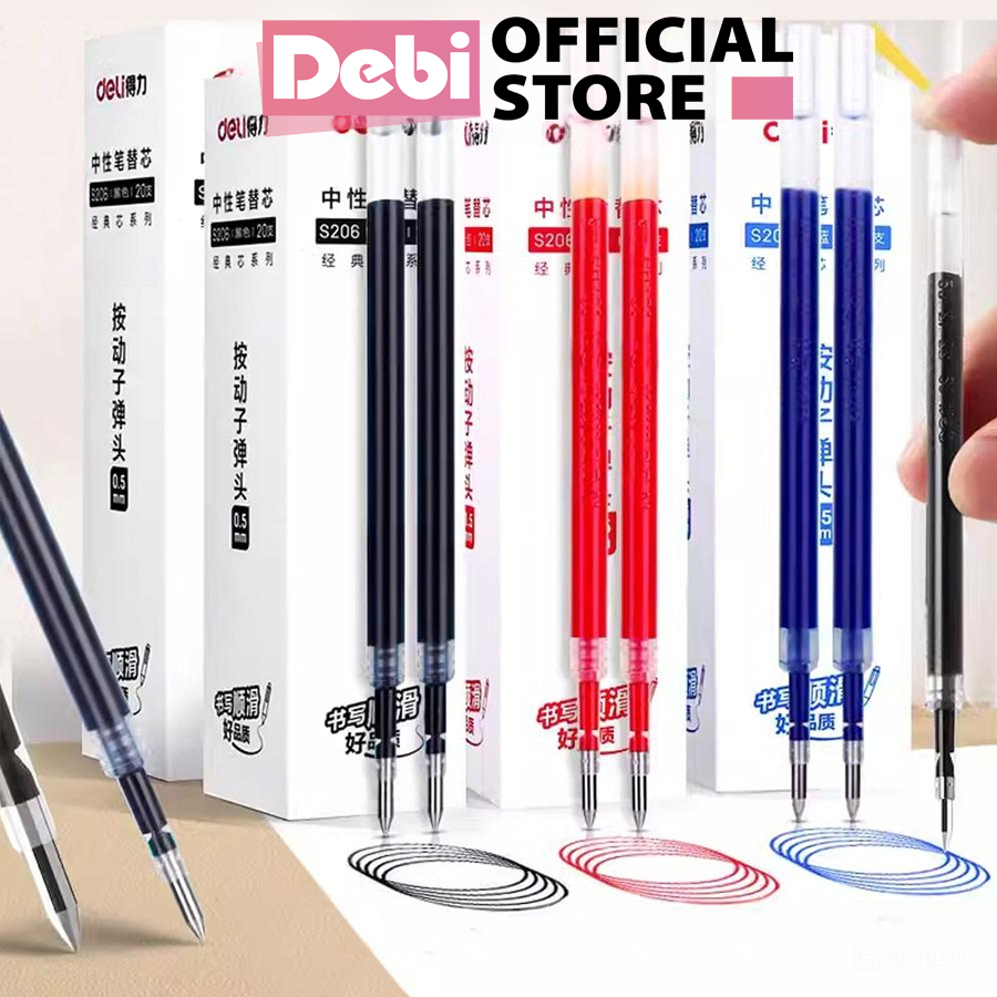 Combo 20 Ruột Bút Gel Deli S206 0.5mm Dùng Cho Bút Bi Nước A575 A057B A623 S101 S60 | Shopee ...