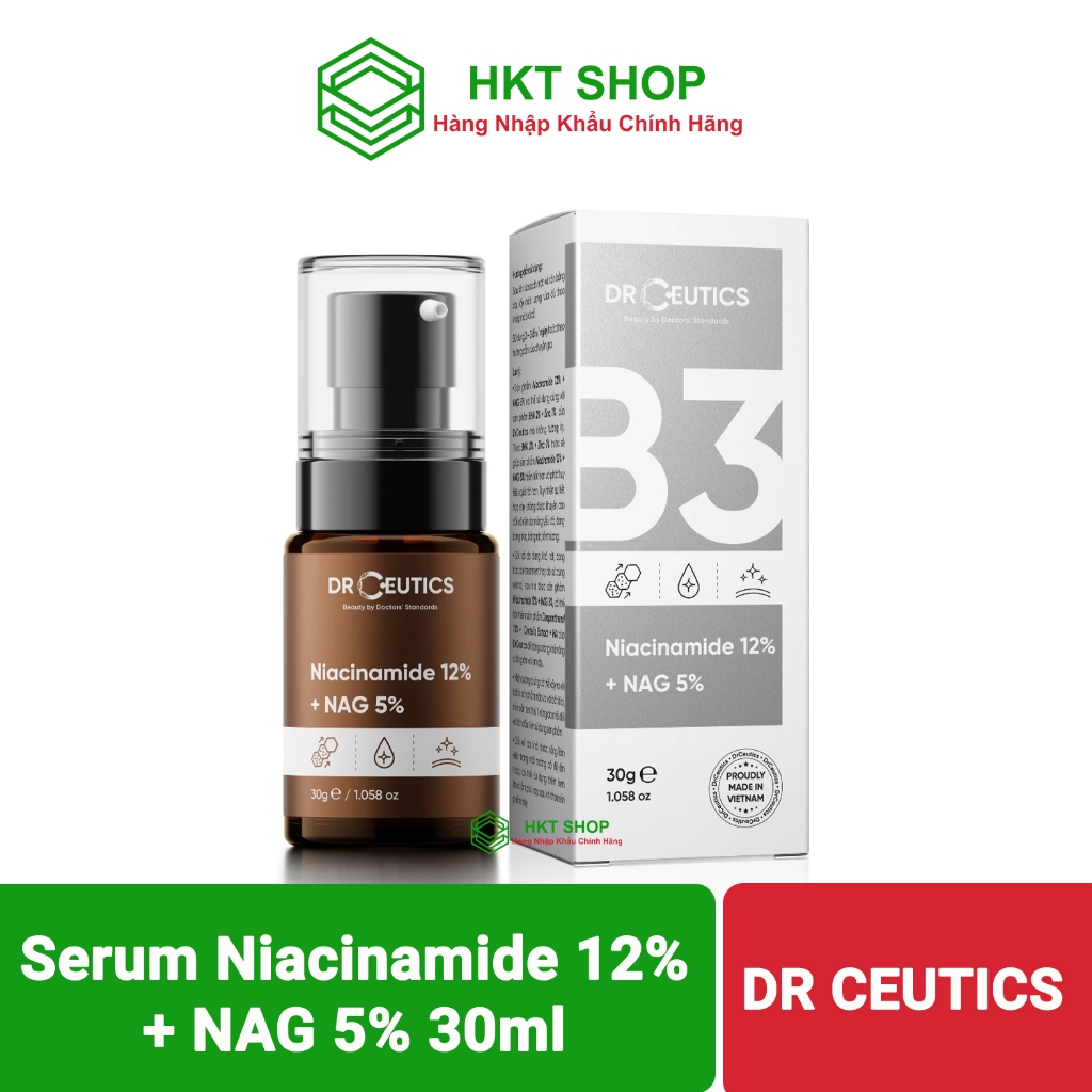 DRCEUTICS Serum Niacinamide 12% – Dưỡng Da Sáng Khỏe, Kiểm Soát Dầu Thừa- HKT shop | Shopee Việt Nam