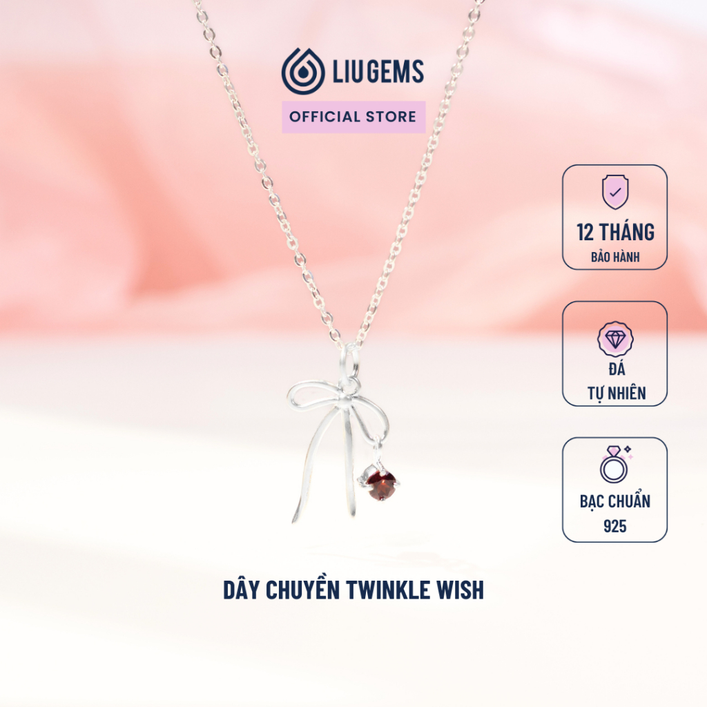 Dây Chuyền Nơ Đính Đá Tự Nhiên Mài Facet Twinkle Wish Liugems Bạc 925 Tiểu Thư Ngọt Ngào DC40 ...
