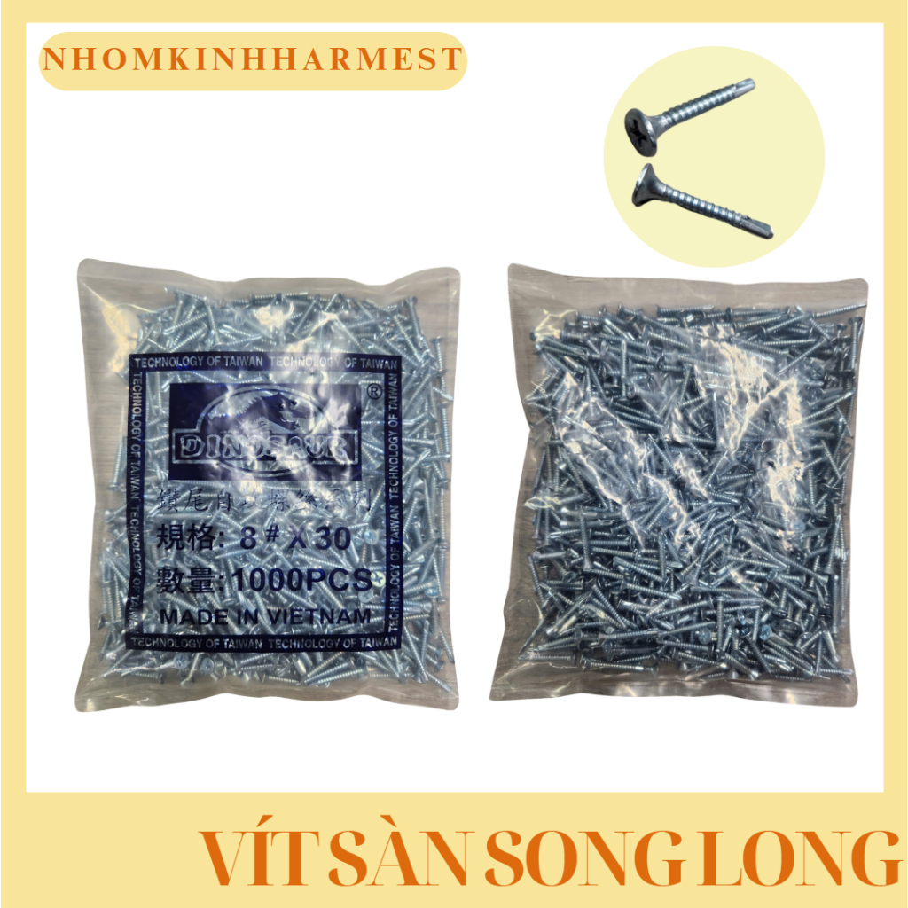 Bịch 1000 con Vít Bắn Sắt Đầu Sàn Đuôi Cá (Vít Sàn), Vít Tự Khoan ...