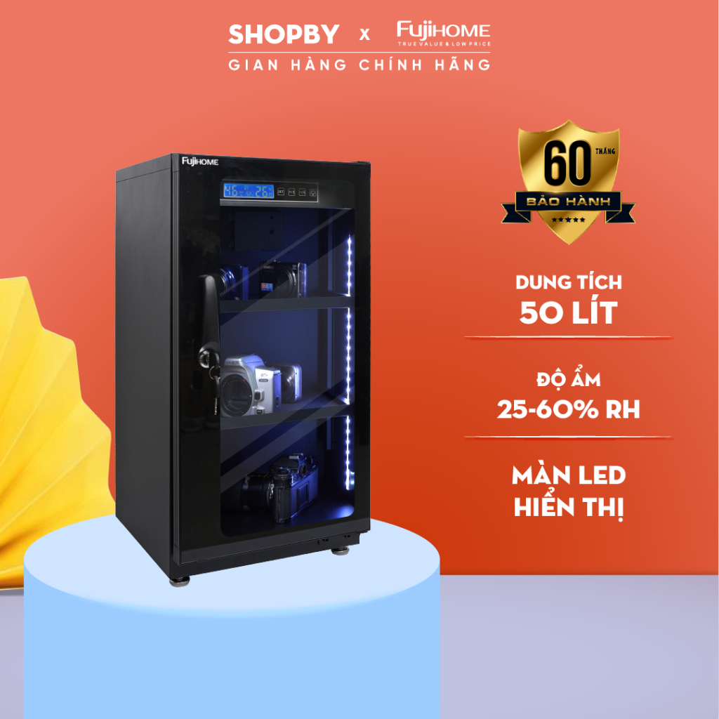 Tủ chống ẩm thế hệ mới FUJIHOME DC-50E dung tích 50L - Màn hình LED dễ ...