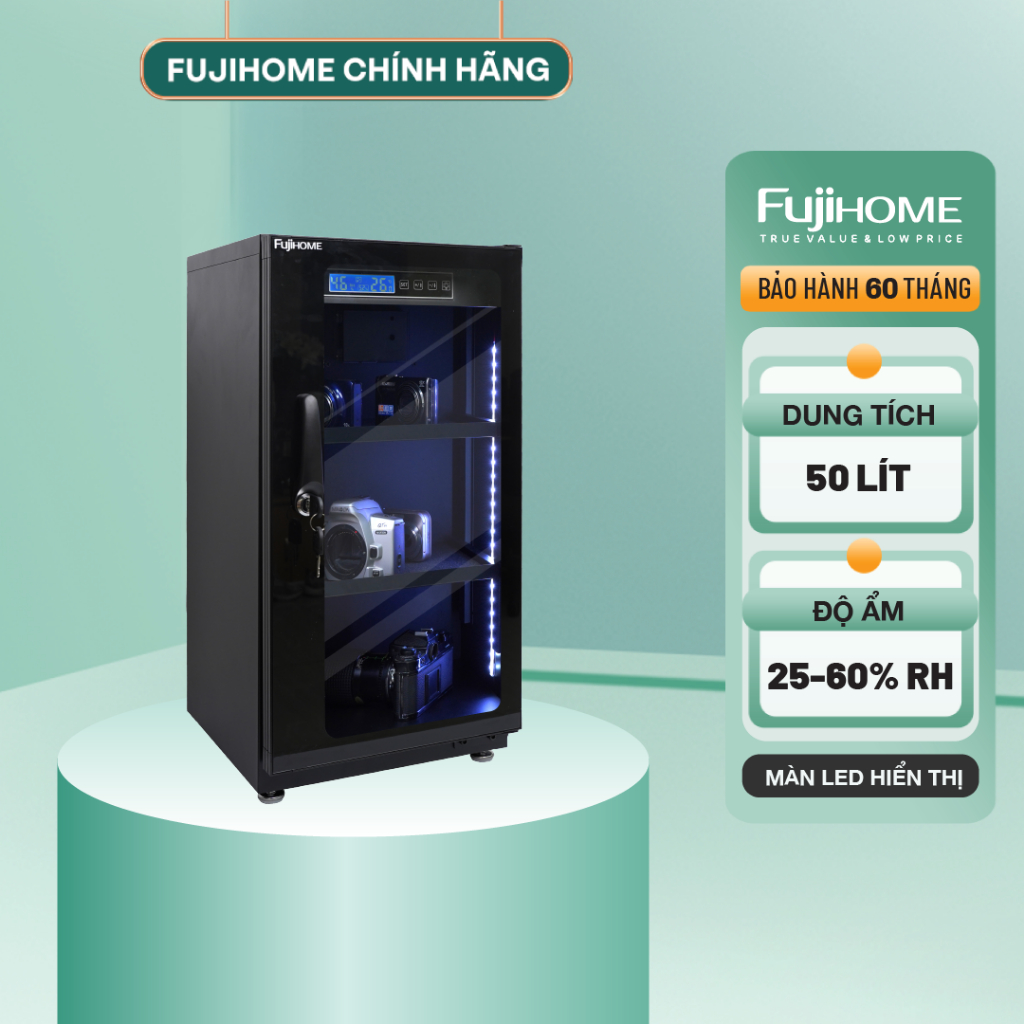 Tủ chống ẩm thế hệ mới FUJIHOME DC-50E dung tích 50L - Màn hình LED ...