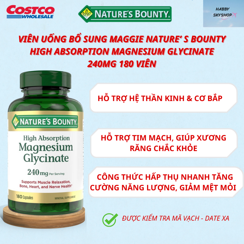 VIÊN UỐNG BỔ SUNG MAGGIE NATURE’ S BOUNTY HIGH ABSORPTION MAGNESIUM ...