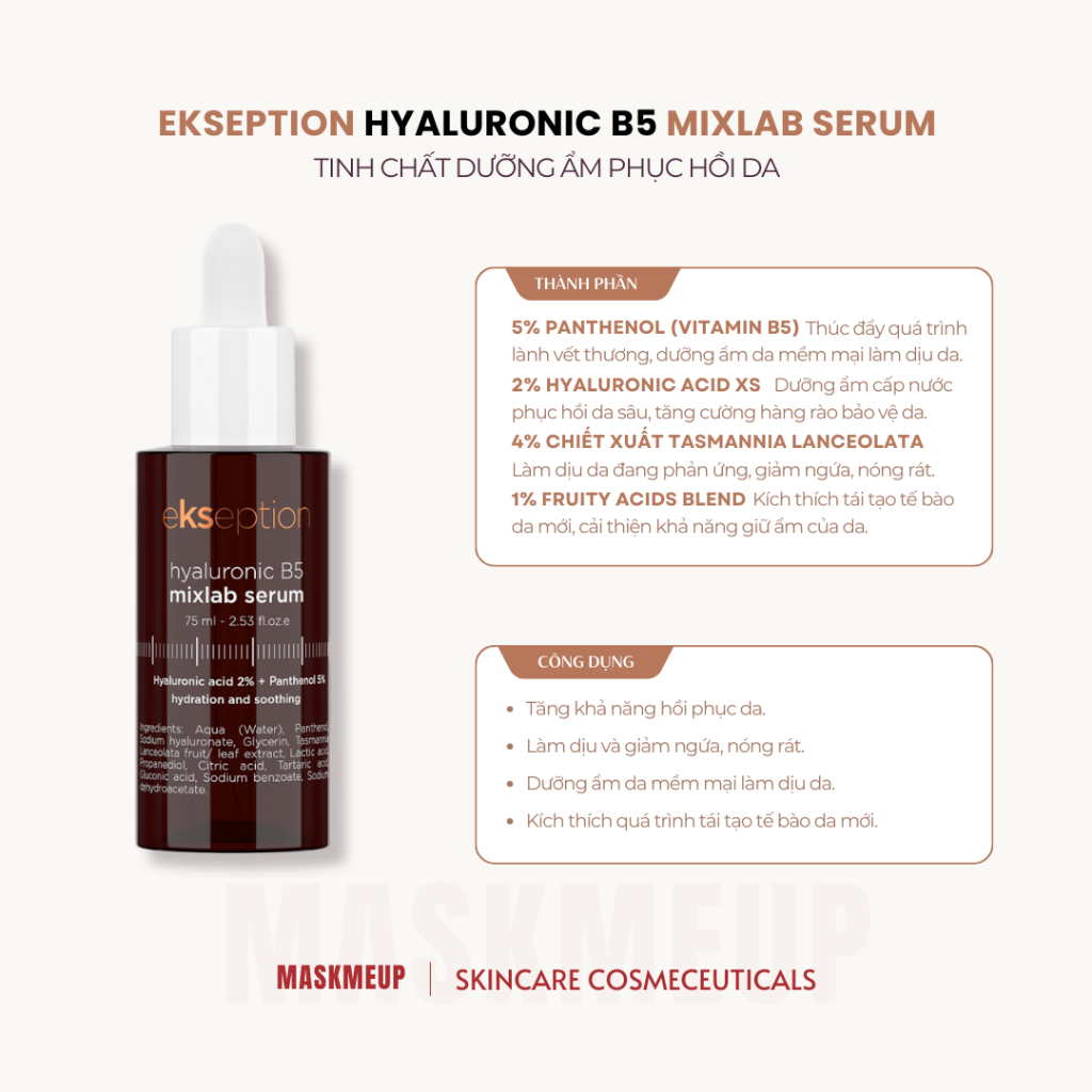 Serum Ekseption Hyaluronic B5 Mixlab dưỡng ẩm phục hồi da 75ml HA + B5 ...