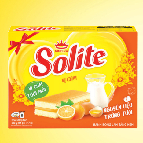 Bánh Bông Lan Tầng Kem Vị Cam Solite Hộp 238g (14 gói x 17g) | Shopee Việt Nam