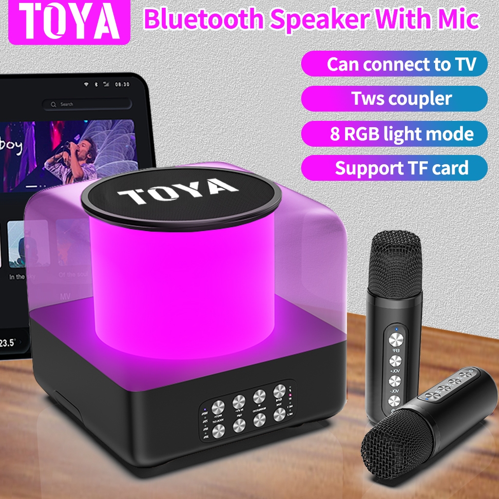 TOYA Loa Bluetooth TY-303 mới 2 Mic Bộ loa karaoke Trong TWS Bluetooth 5.3 suốt Đèn LED KTV Loa ...