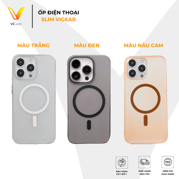 Ốp SLIM ViGear siêu mỏng chỉ 0.9mm, từ tính dành cho điện thoại iPhone ...