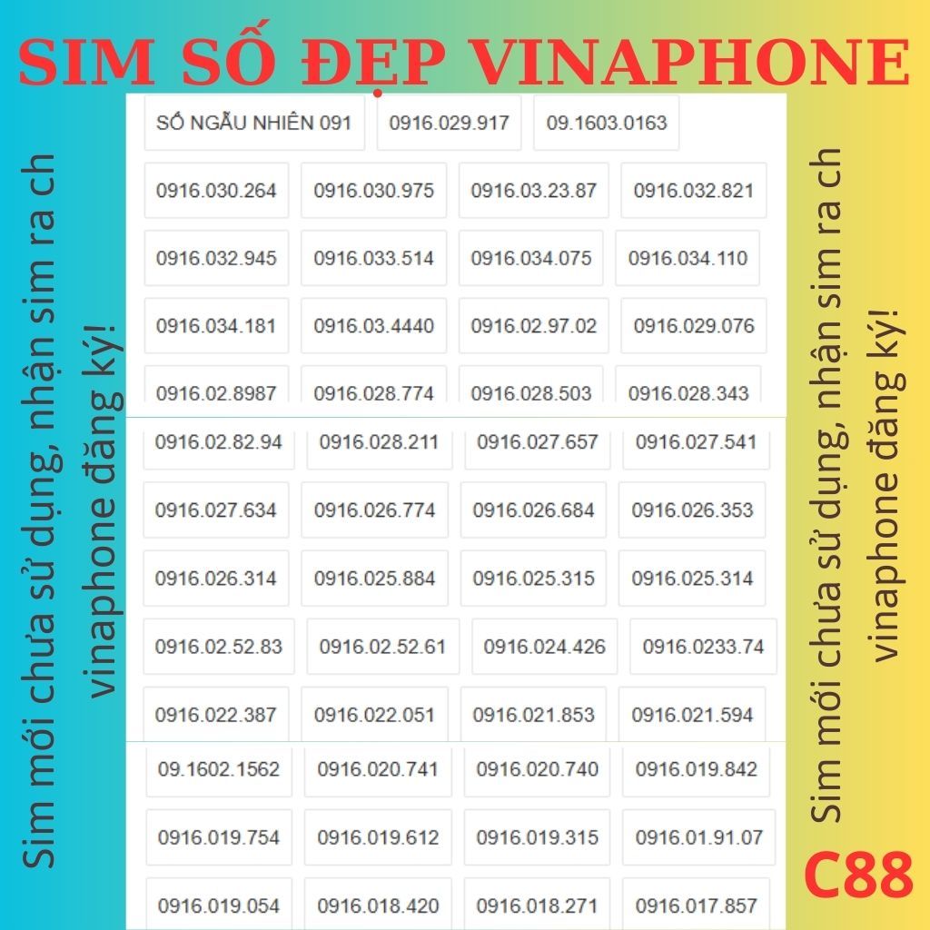 C88} Sim vinaphone, Sim Số Chọn 0911]0912]0913[0914[-0915/0916/0917-Sim Chưa Kích Hoạt {PHẢI ...