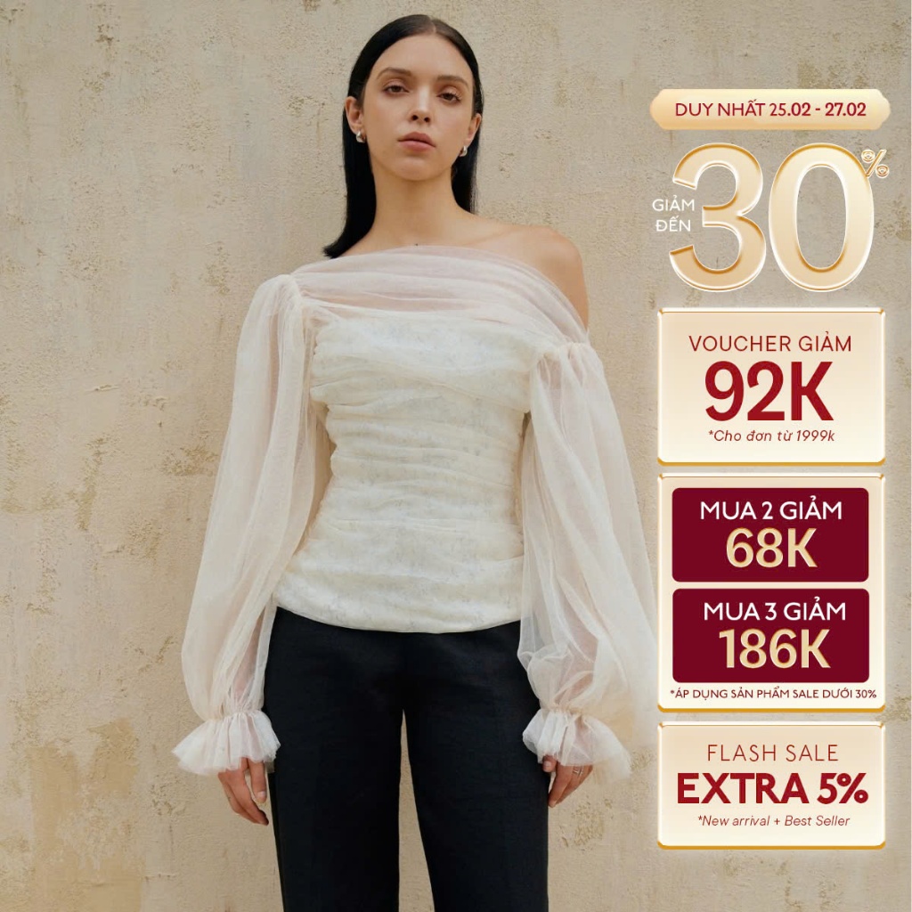 [25.2 UPTO50% + VC30%] LAPINBLANC Áo Lenora chất liệu Lưới dáng dài đi tiệc đi chơi sang trọng ...