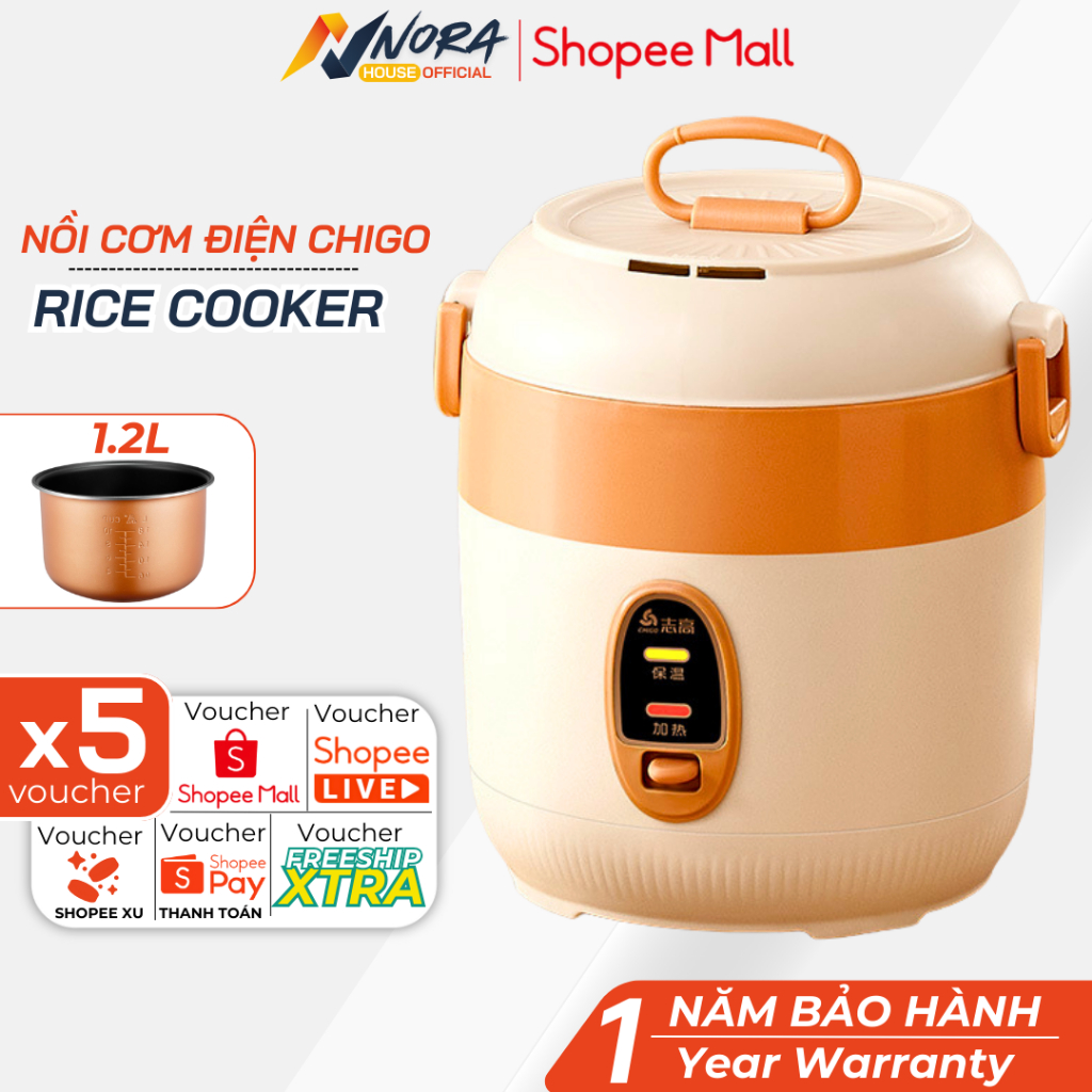 Nồi Cơm Điện Chigo Dung Tích 1.2L, Nồi Lấu Đa Năng, Nấu Cơm, Hầm Cháo, Hấp Xào Luộc Siêu Tiện ...