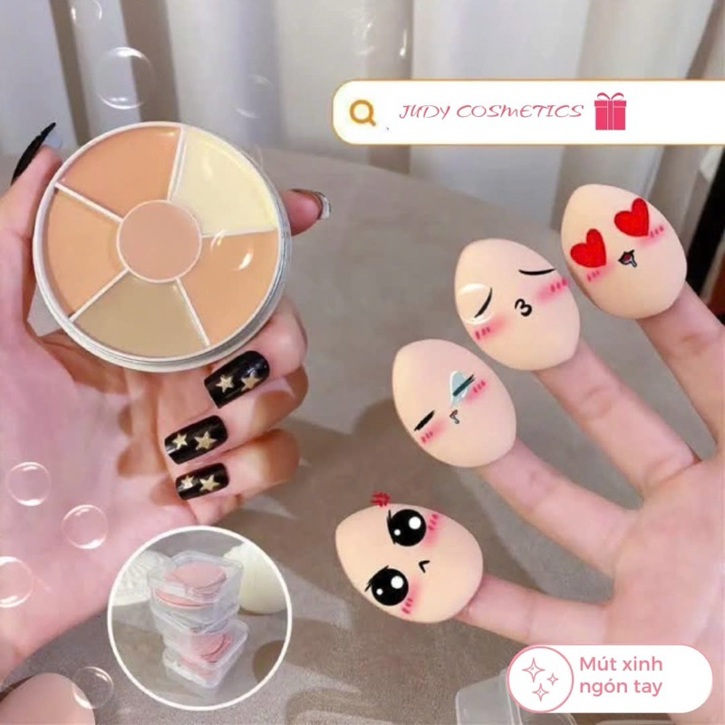 Mút Tán Kem Nền JUDY Mini - Bông Mút Che Khuyết Điểm Hình Ngón Tay Tiện ...
